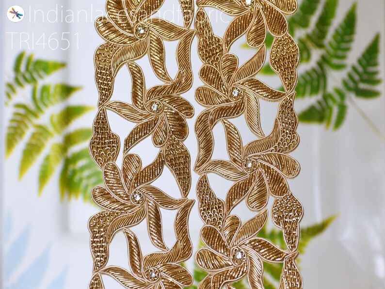 Buy 9 Yard Zardozi Floral Trims Handcrafted Wedding Border Online in ...