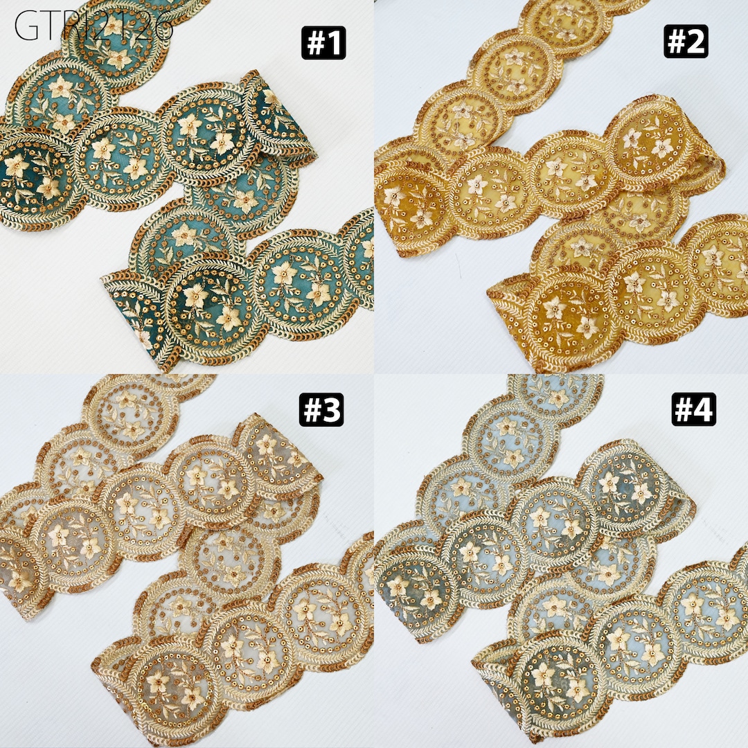 3 Yard Indian Scallop Edge Embroidery Trim Embroidered Saree Ribbon ...