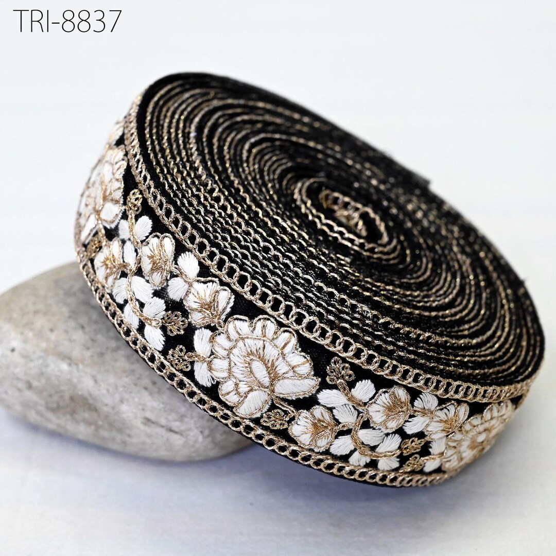 9 Yard Black 4cm Embroidery Trims Ribbon Border Embroidered Fabric Gift ...