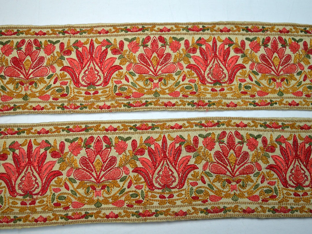3 Yard Saree Border Fabric Trim Embroidered Trimmings Ribbon Indian ...