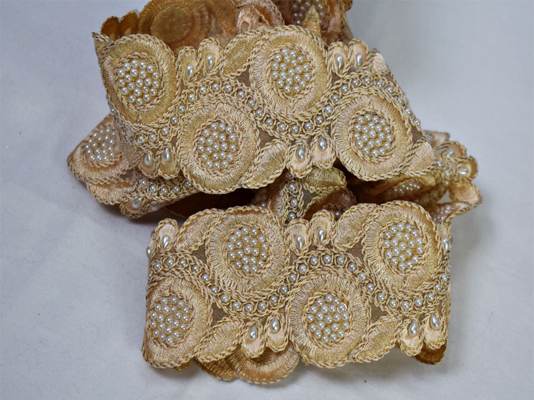 9 Yard Champagne Sari Border Embroidered Saree Ribbon - Etsy