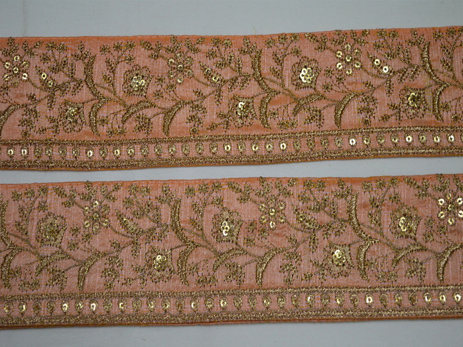 Peach Gold Trim by the Yard Indian Trims Embellishments Saree | Etsy India
