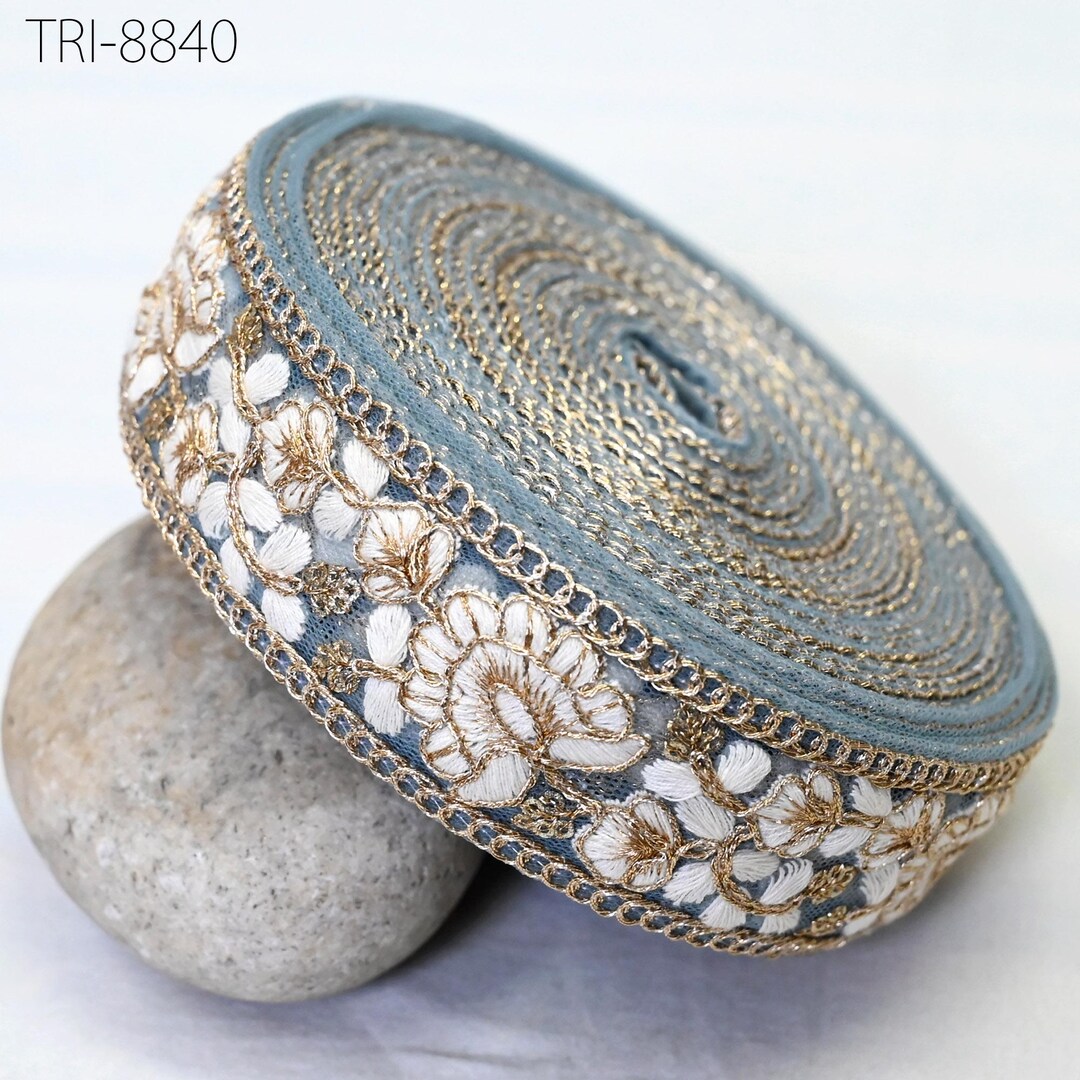 9 Yard Green 40mm Embroidery Trims Ribbon Border Embroidered Fabric ...