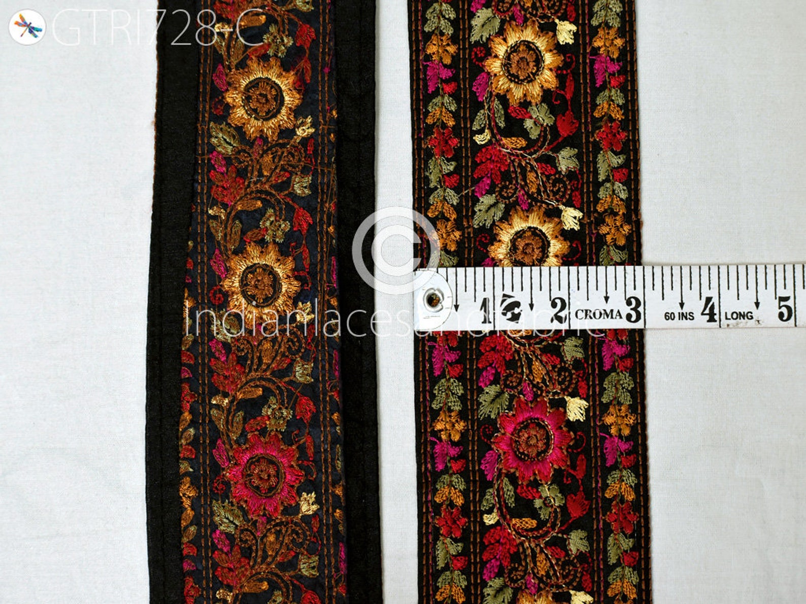 Embroidery Fabric Trim by the Yard Embroidered Saree Ribbon - Etsy