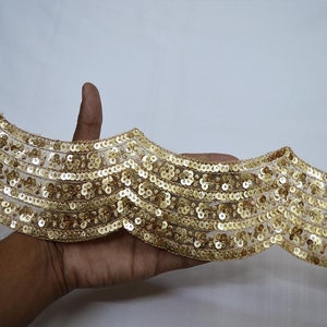 Gold Sequins Lace Embroidered Trimmings Indian Sari Border - Etsy