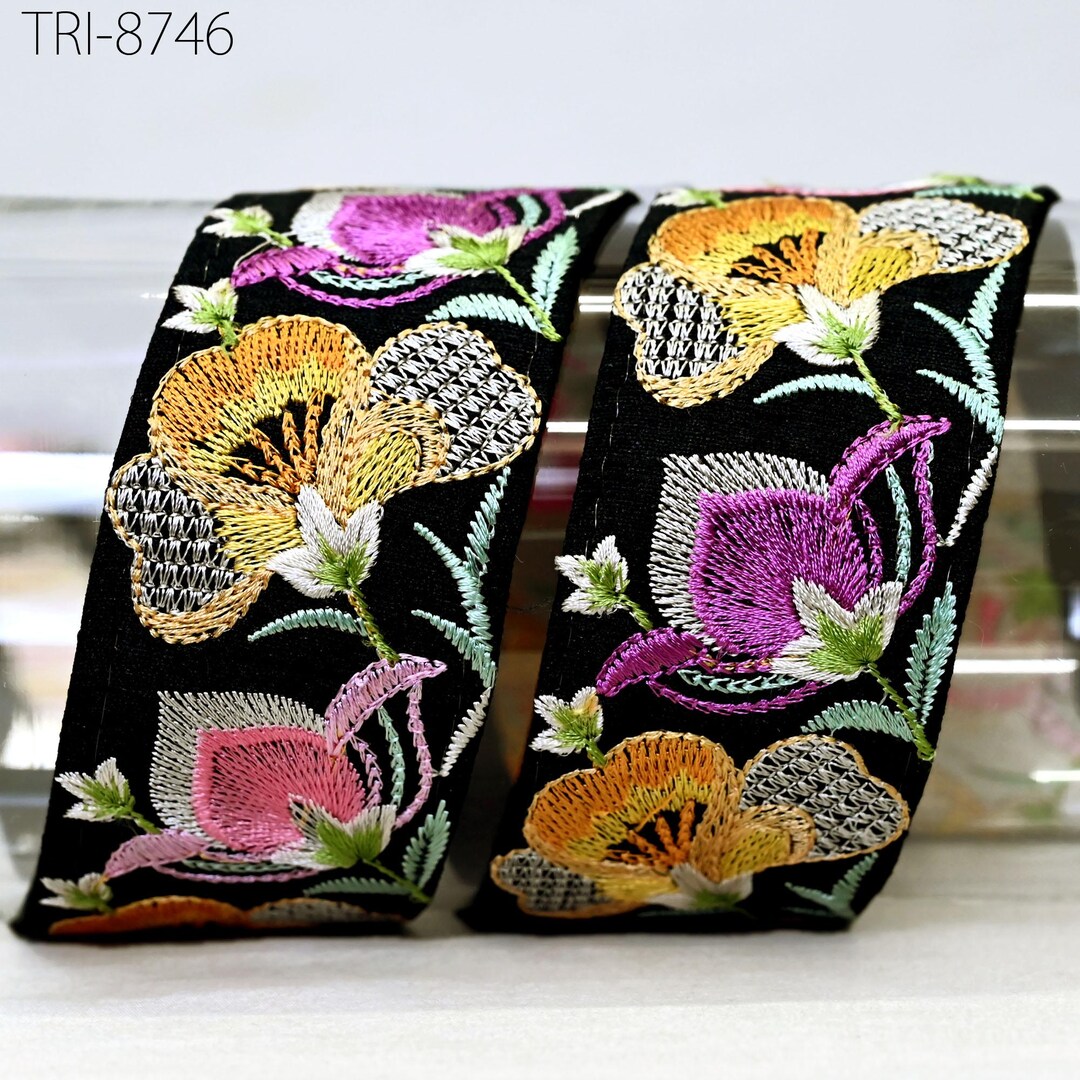 9 Yard Indian Embroidery Ribbon 5cm Trim Sari Border Crafting Sewing ...