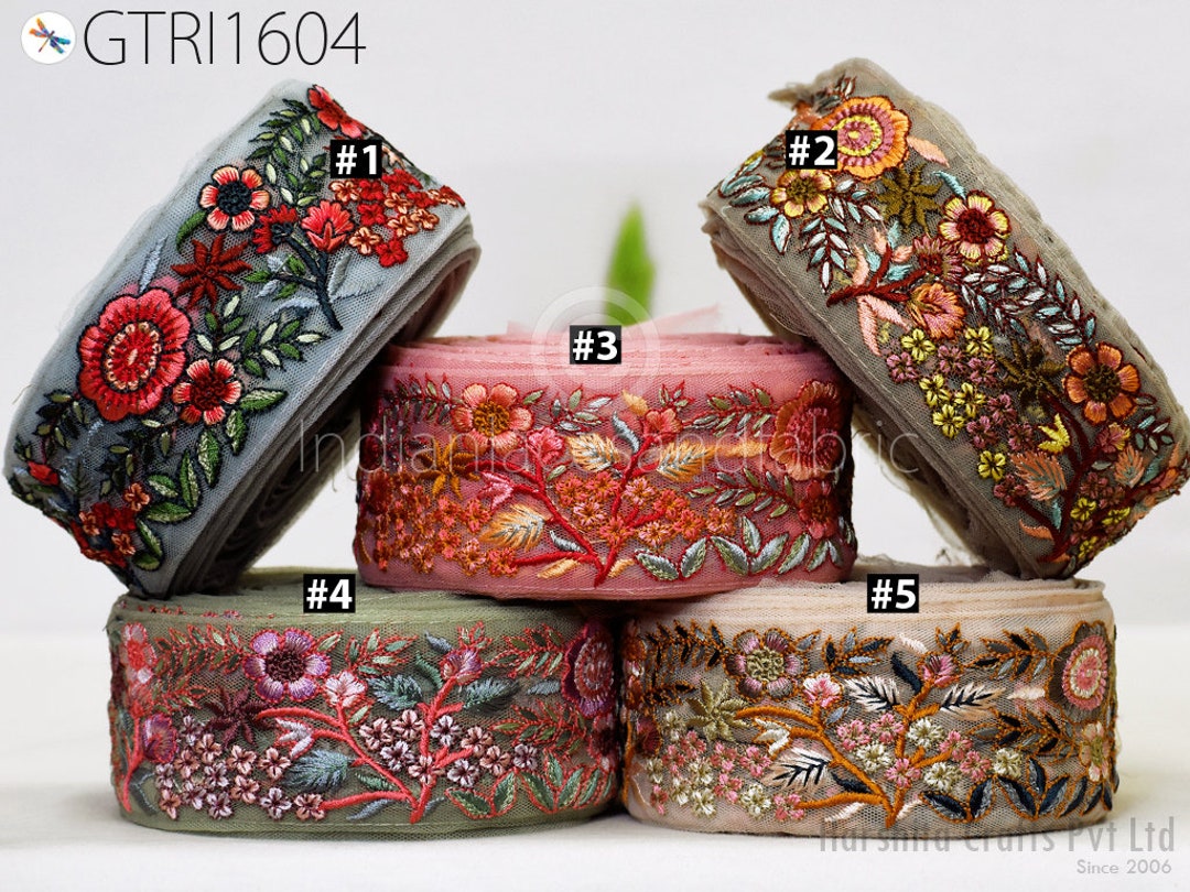 3 Yard Indian Embroidered Ribbon Bird Fabric Trim Sari Border Saree ...