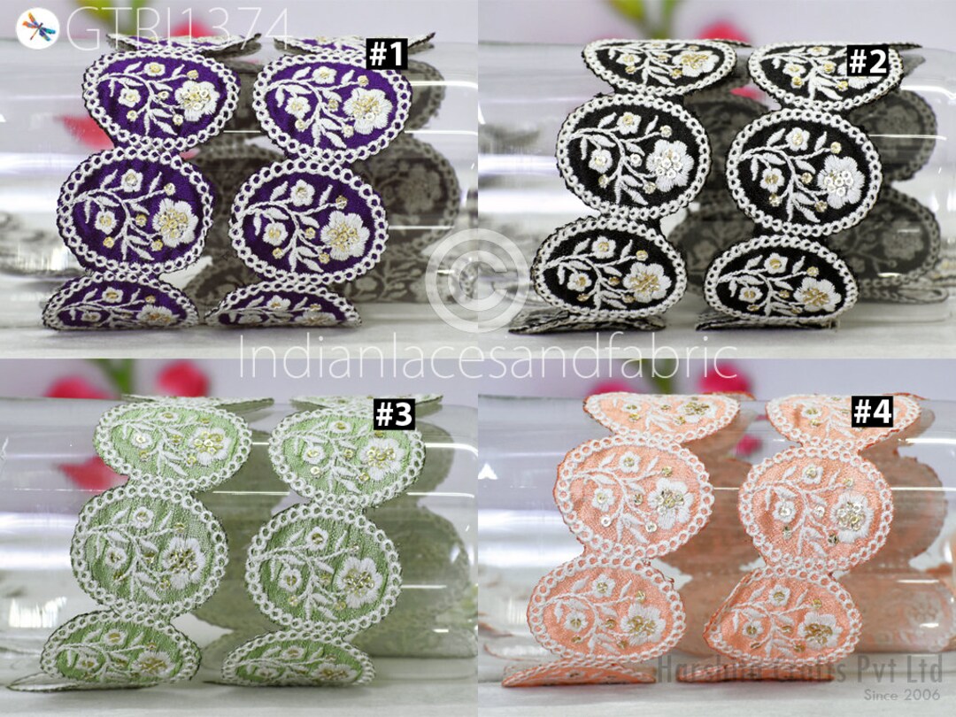 3 Yard Indian Scallop Edge Embroidery Trim Embroidered Saree Ribbon ...