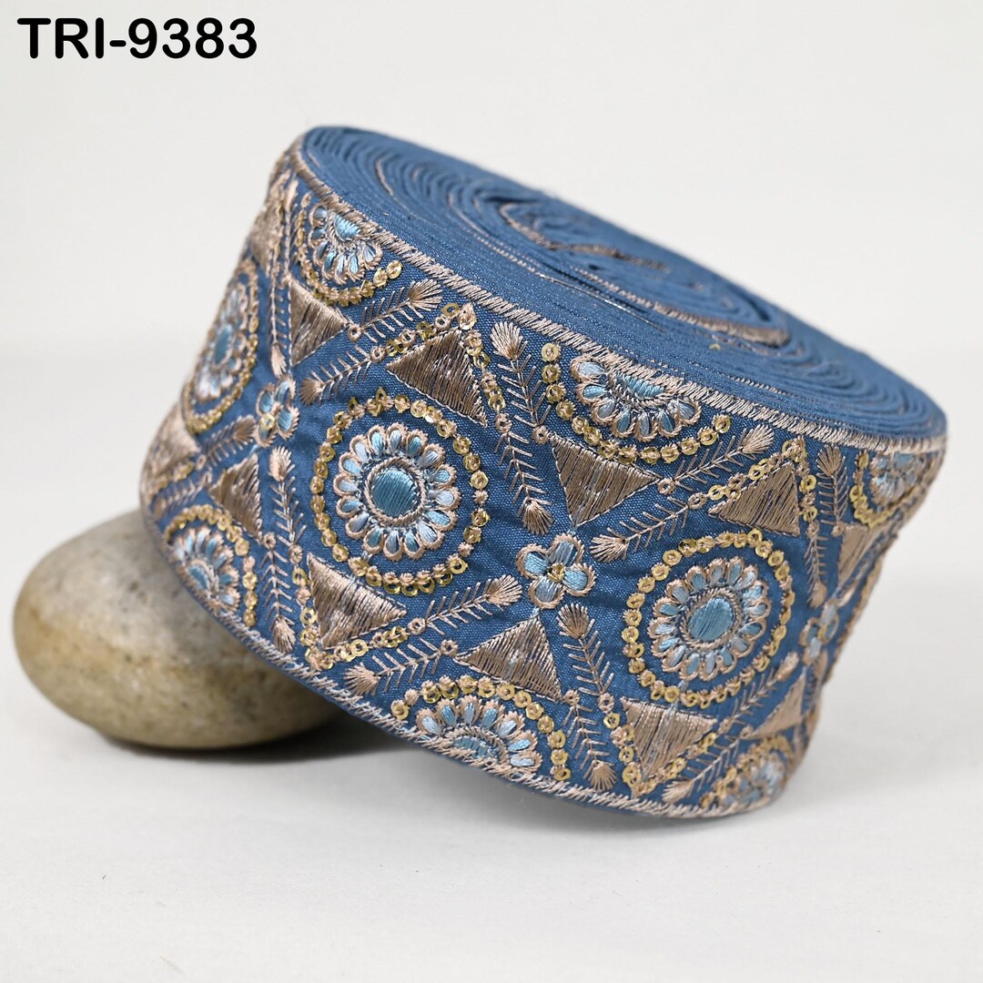 3 Yard 8cm Indian Trims Embroidered Decorative Fabric Laces Border ...