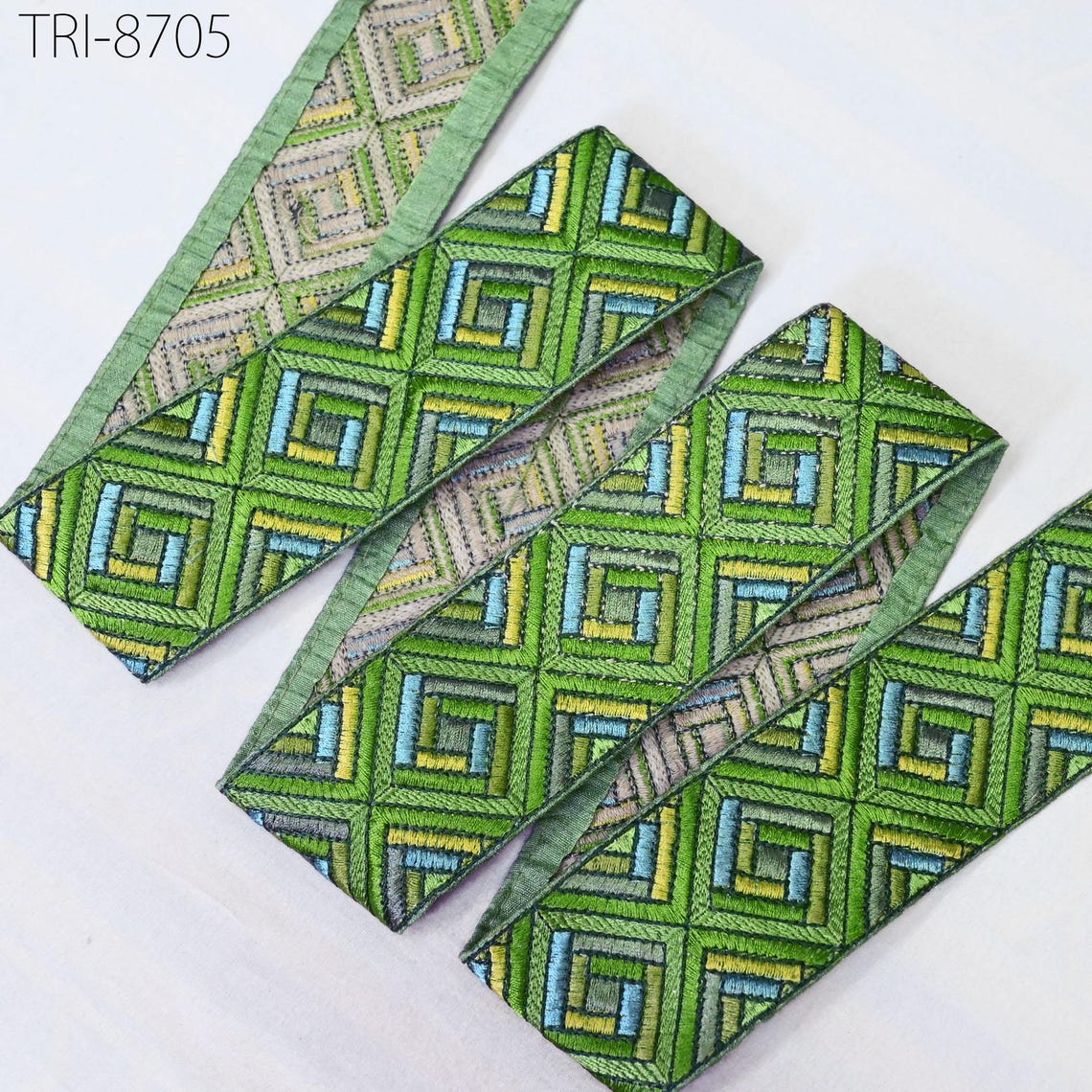 9 Yard Green 5cm Embroidery Border Embroidered Fabric Trim Gift ...