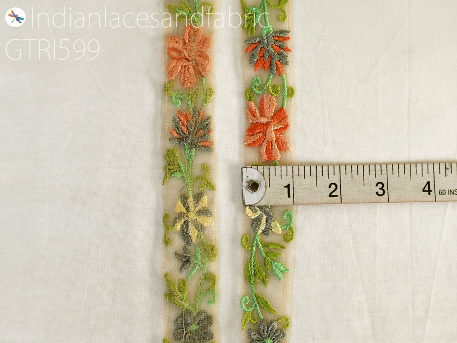 2 Yard Embroidered Fabric Sewing Trim Embellishment Sari Gift - Etsy