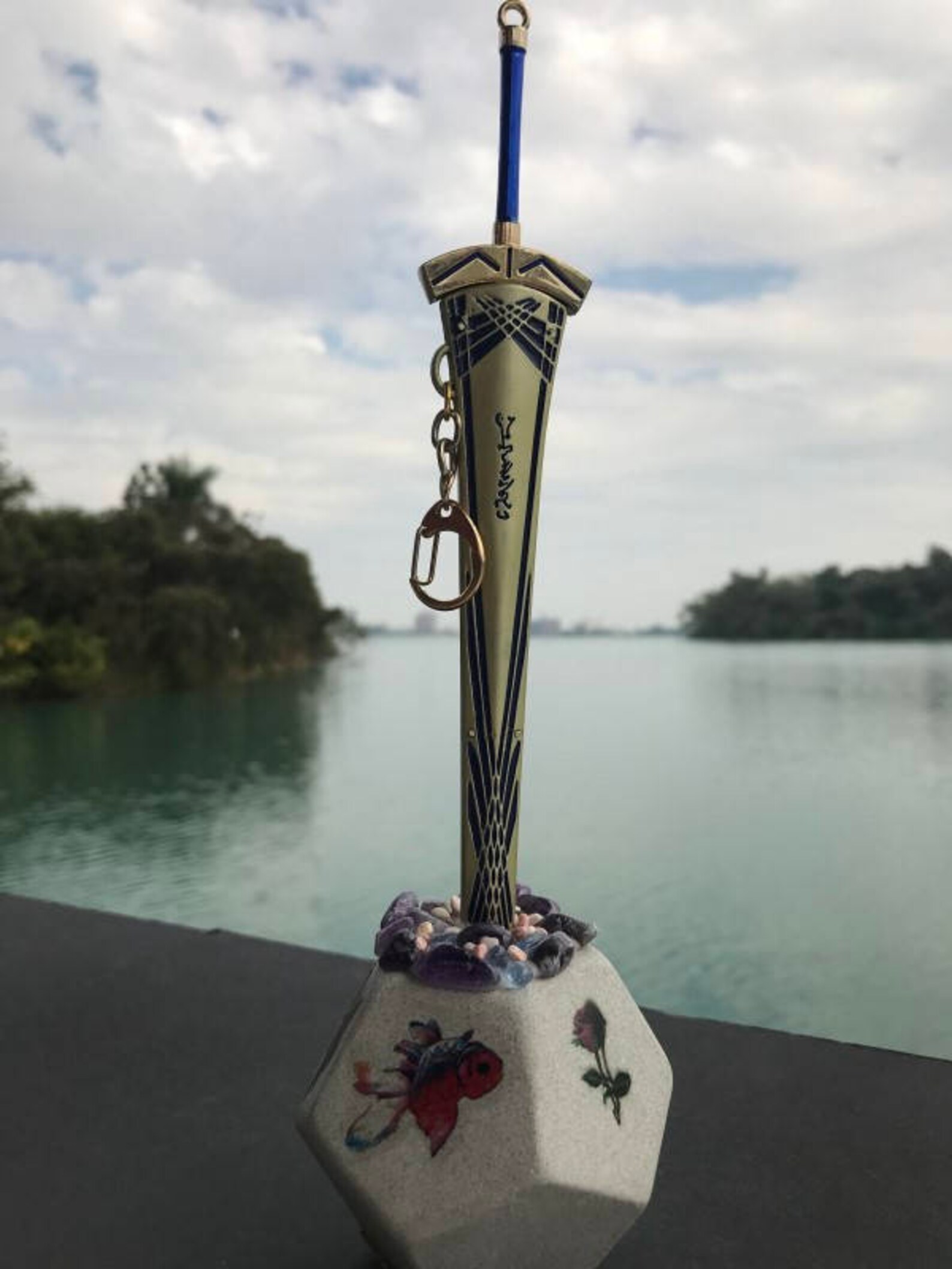 Letter Knife of Sword in the Stone With Golden Saint Sword/ Shipping is ...