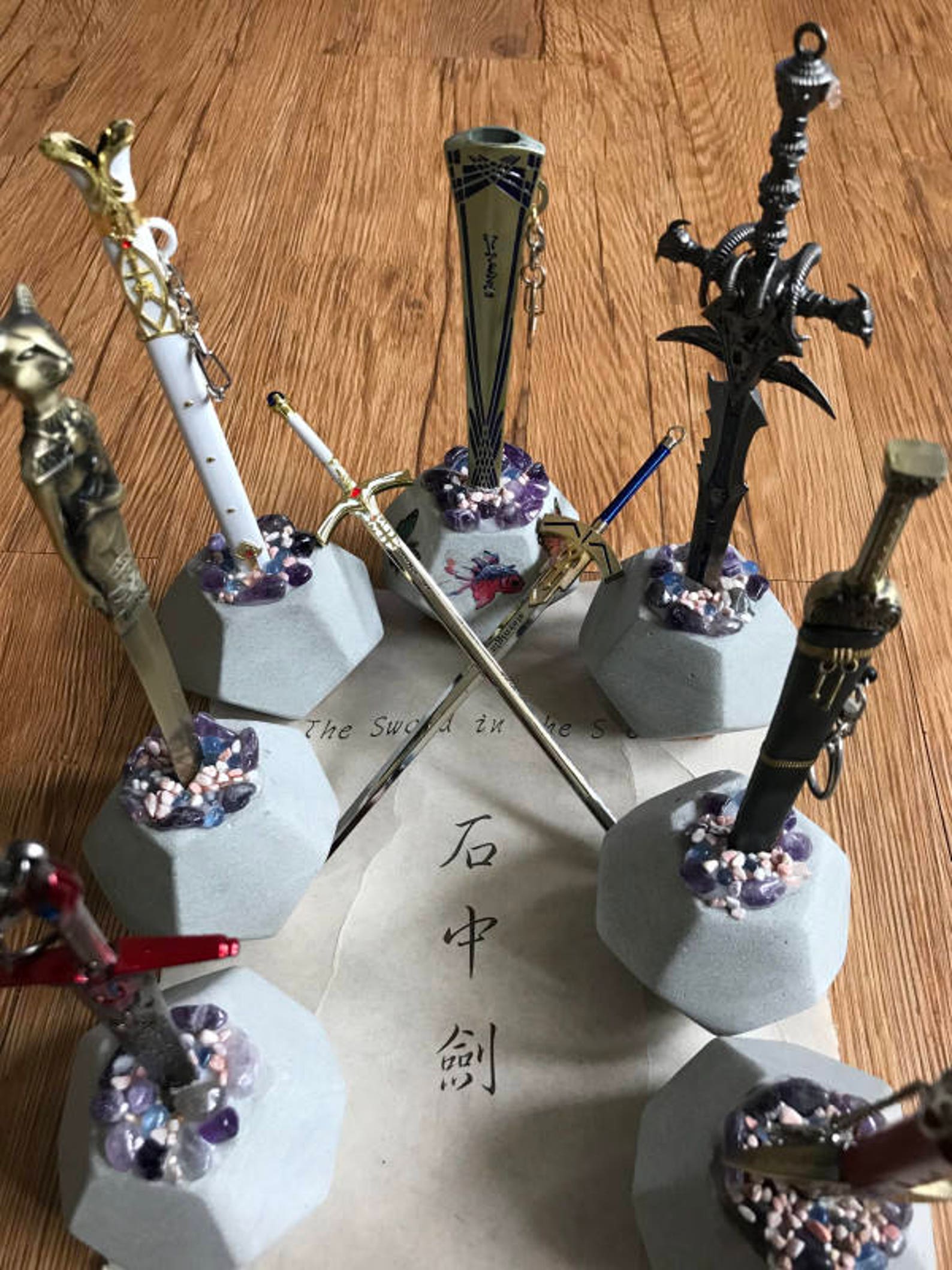 Letter Knife of Sword in the Stone With Golden Saint Sword/ Shipping is ...