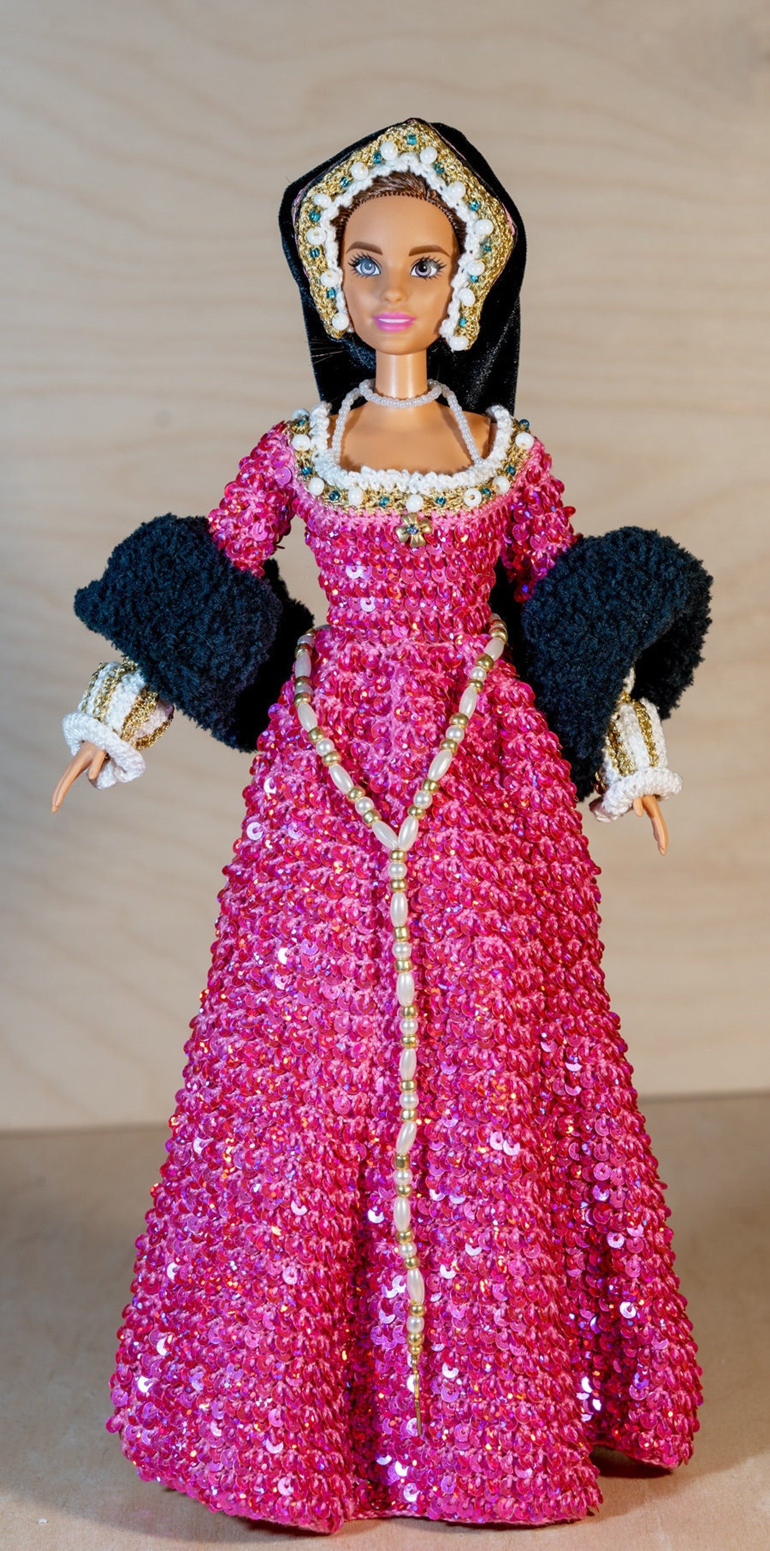 Anne Boleyn Doll Queen Anne Boleyn Pink Dress Handmade Crochet ...