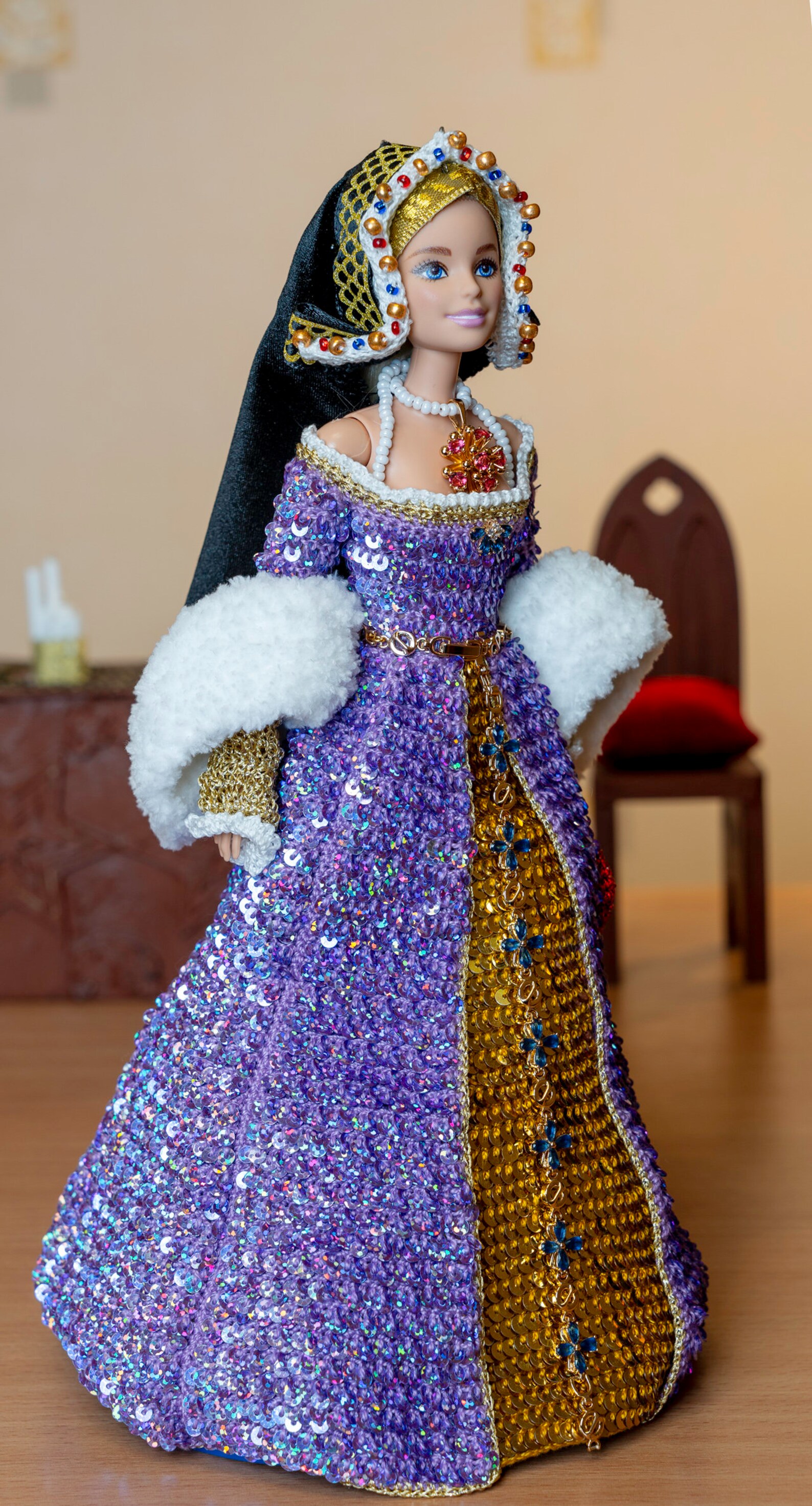 Queen Anne Boleyn Lilac Dress Handmade Crochet Medieval Historical ...