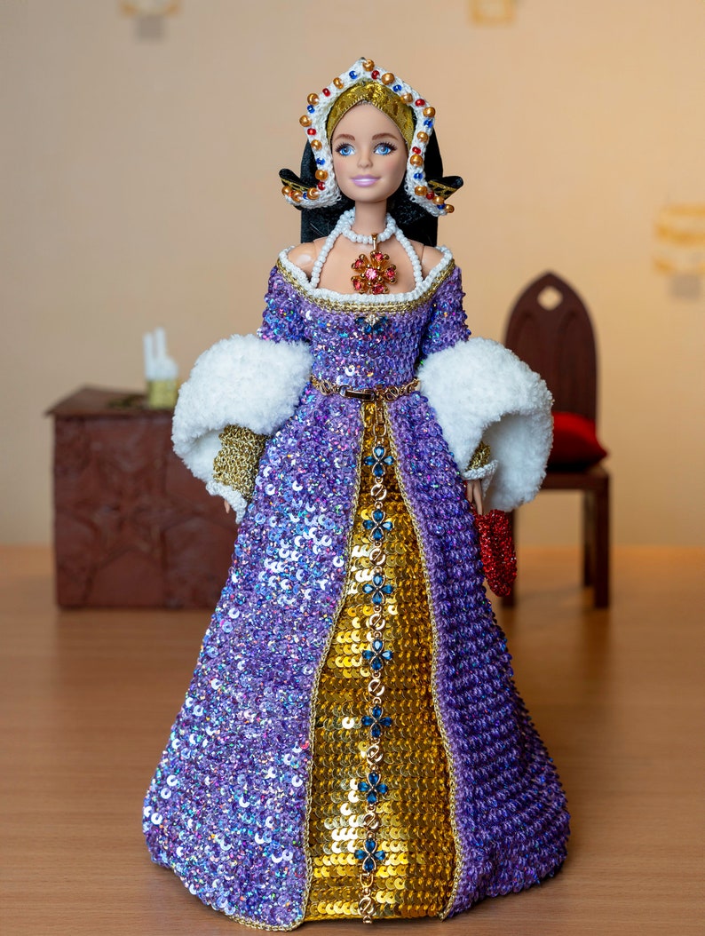 Queen Anne Boleyn Lilac Dress Handmade Crochet Medieval Historical ...