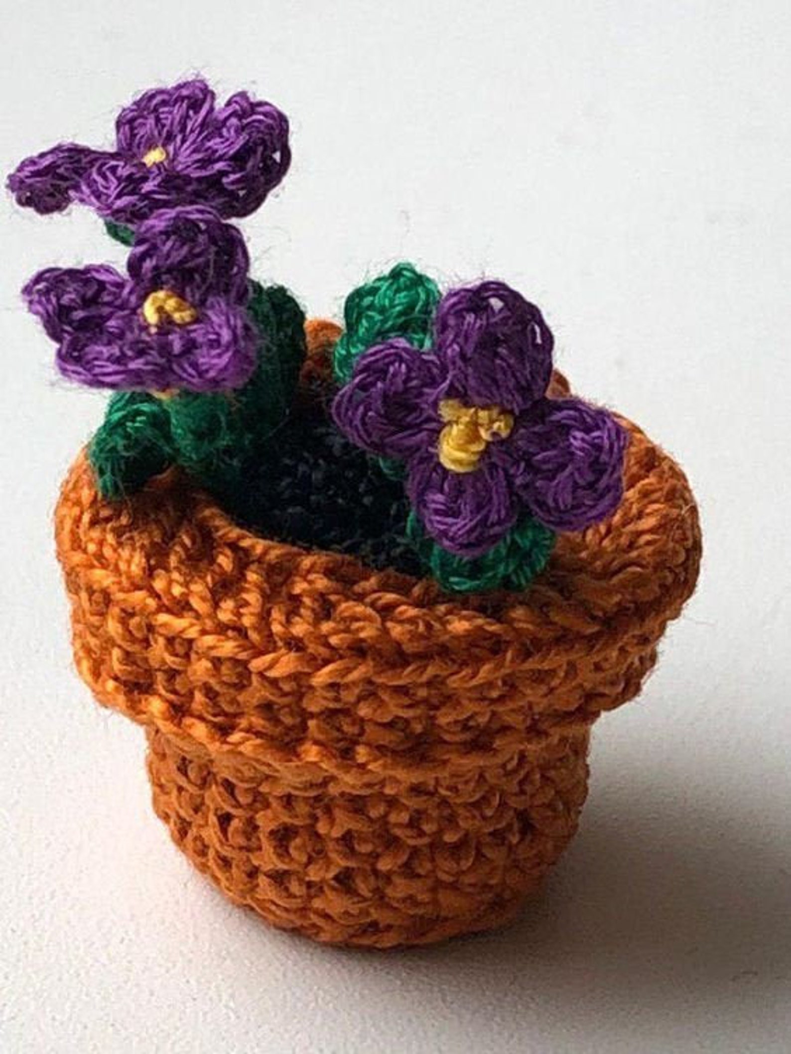 Tiny Crochet Flower Pot Amigurumi Flower Pot Crochet Violets - Etsy