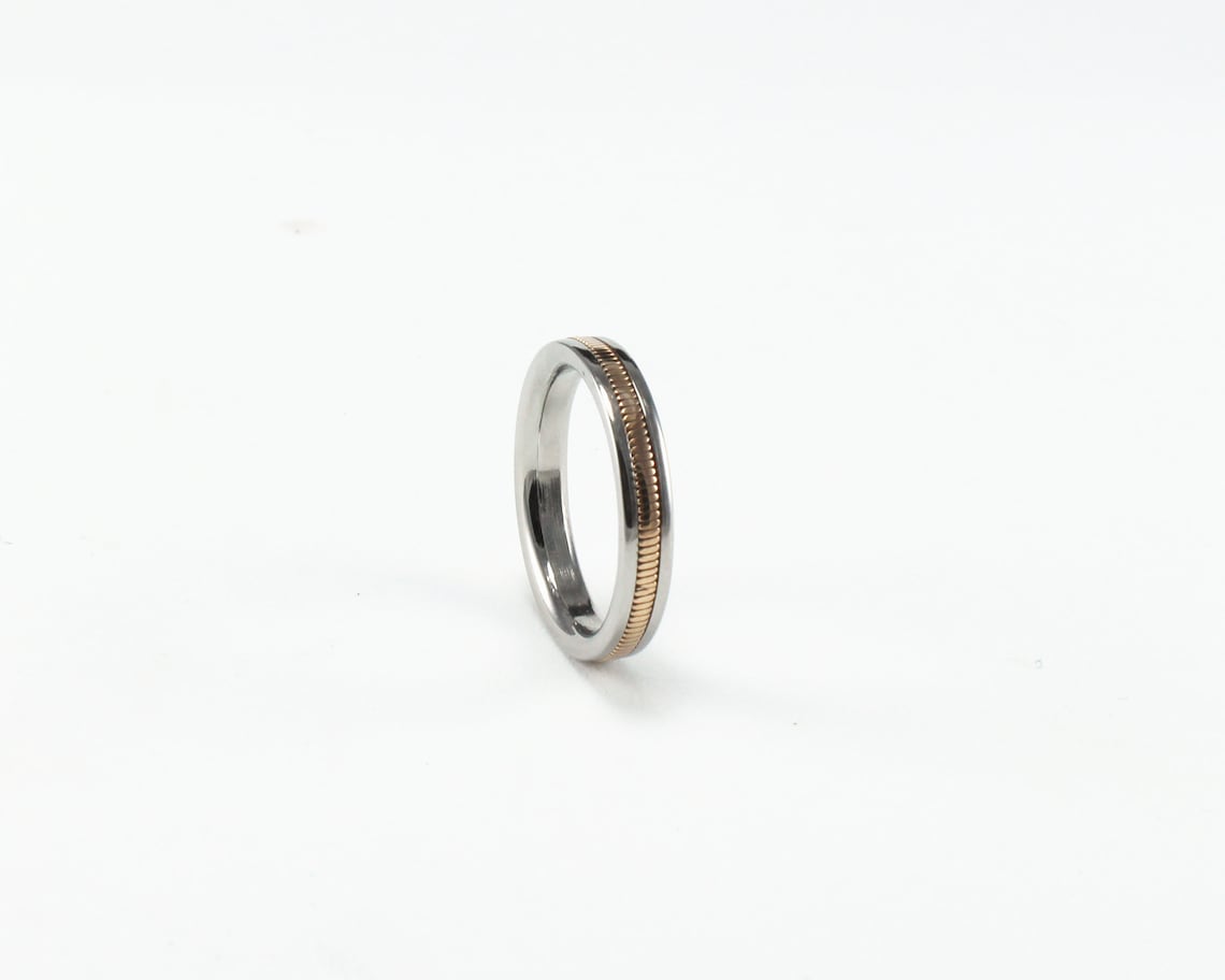 Guitar String Wedding Band Set Guitar String Titanium Wedding | Etsy