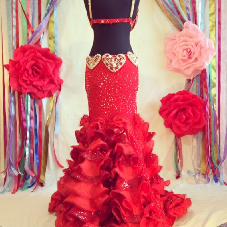 New Bellydance Costume Red Dance Costume Red Belly Dress | Etsy