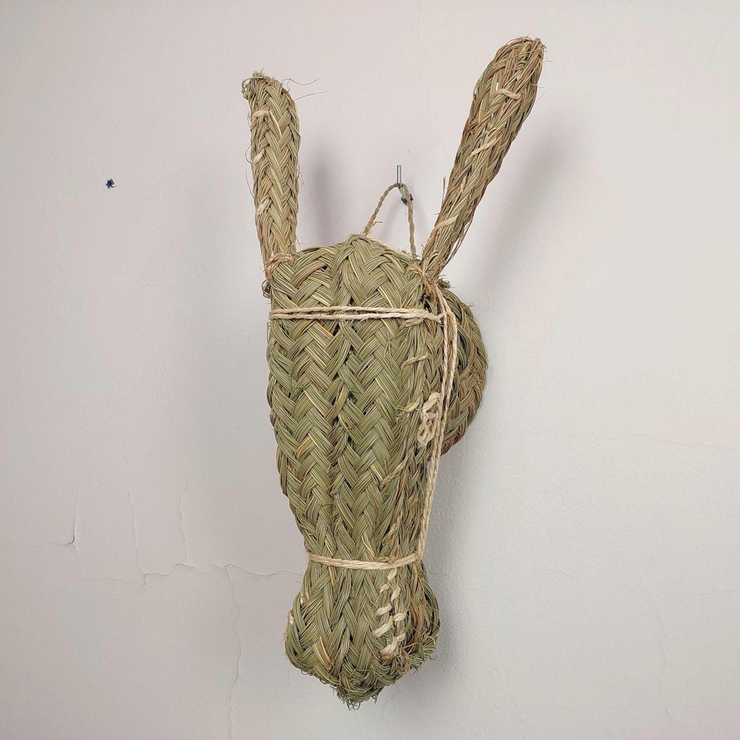 Handwoven Donkey Head Wall Hanging – Custom Rattan Wall Art, Boho ...
