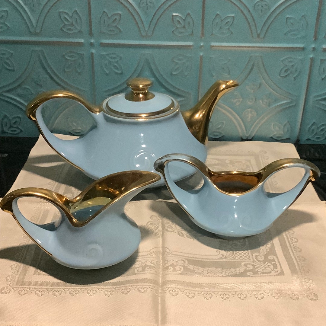 3 Piece Pearl China Co. Tea Set, Gold Trim - Etsy