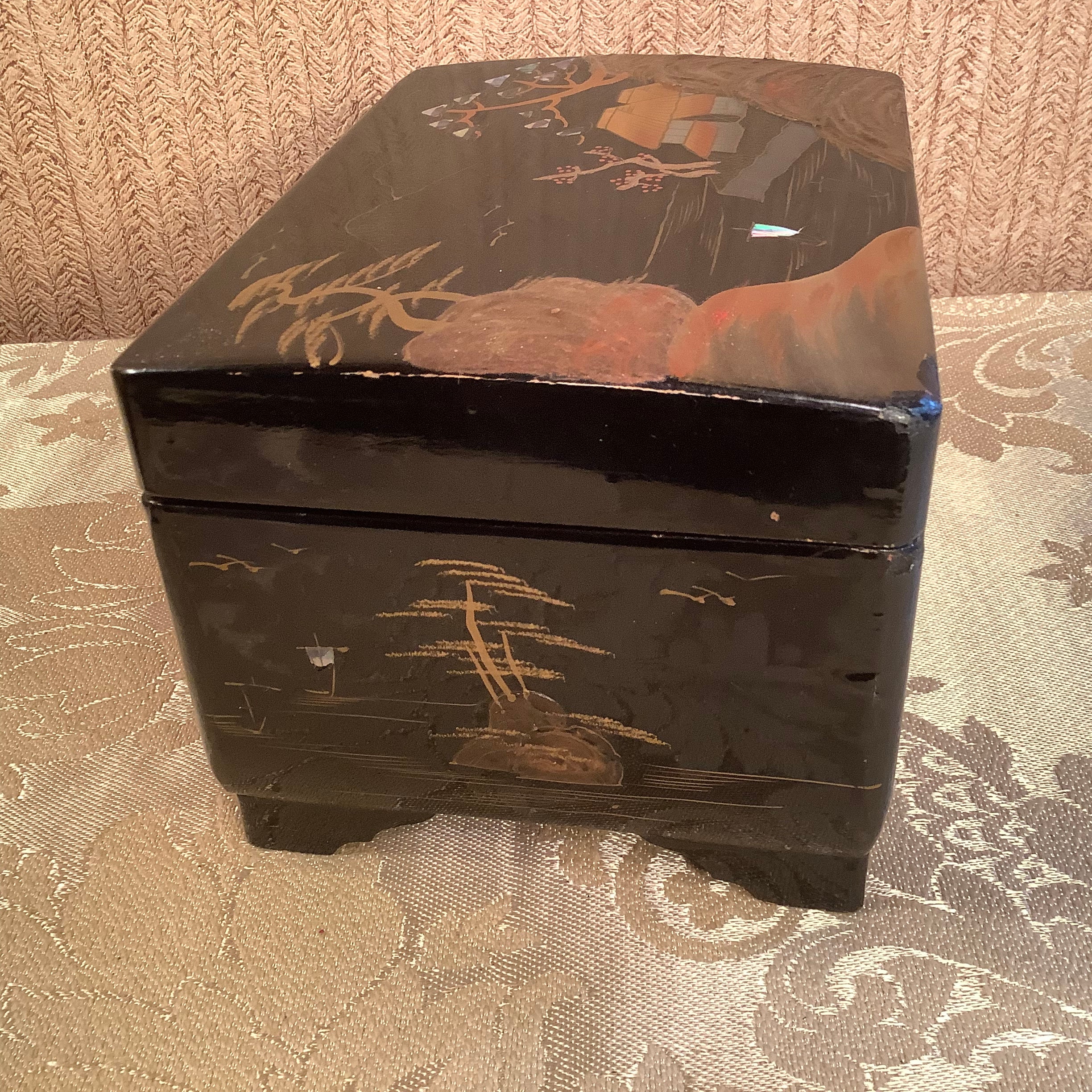 MIJ Black Lacquer Jewelry Box - Etsy