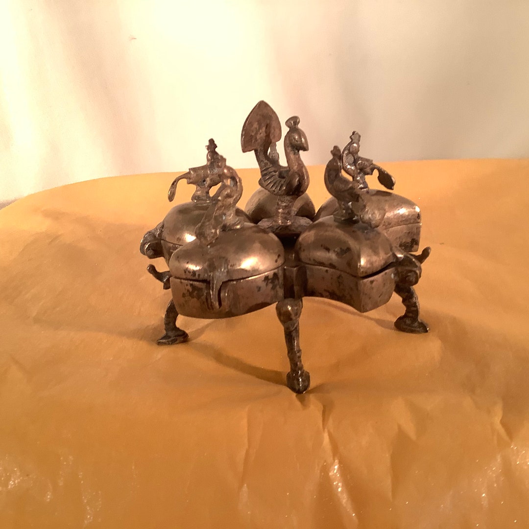 Brass 5 Section Indian Tika Box - Etsy