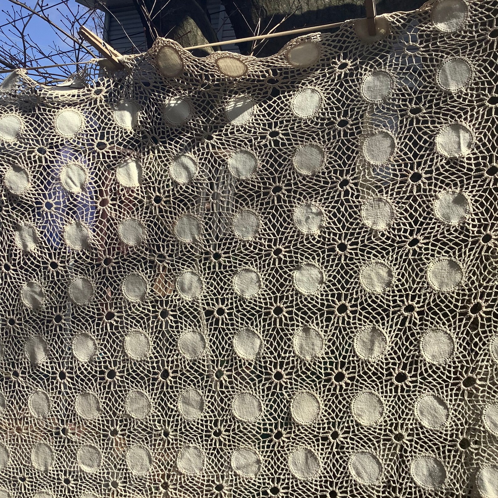 Unusual Crochet and Fabric Tablecloth | Etsy