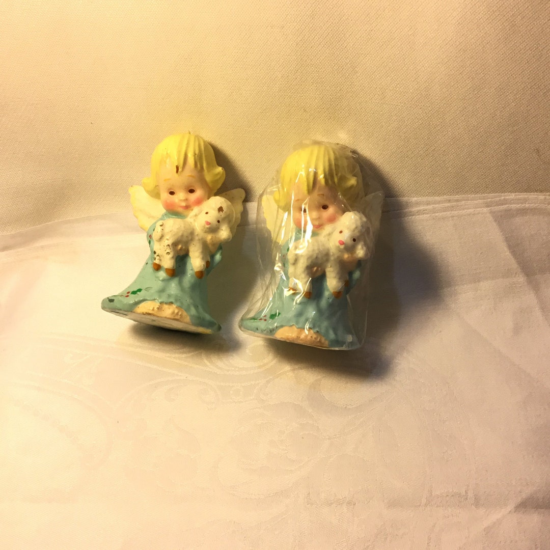 2 Little Angel and Lamb Candles - Etsy