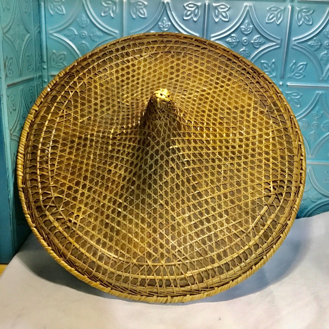 Chinese Wicker Conical Hat - Etsy