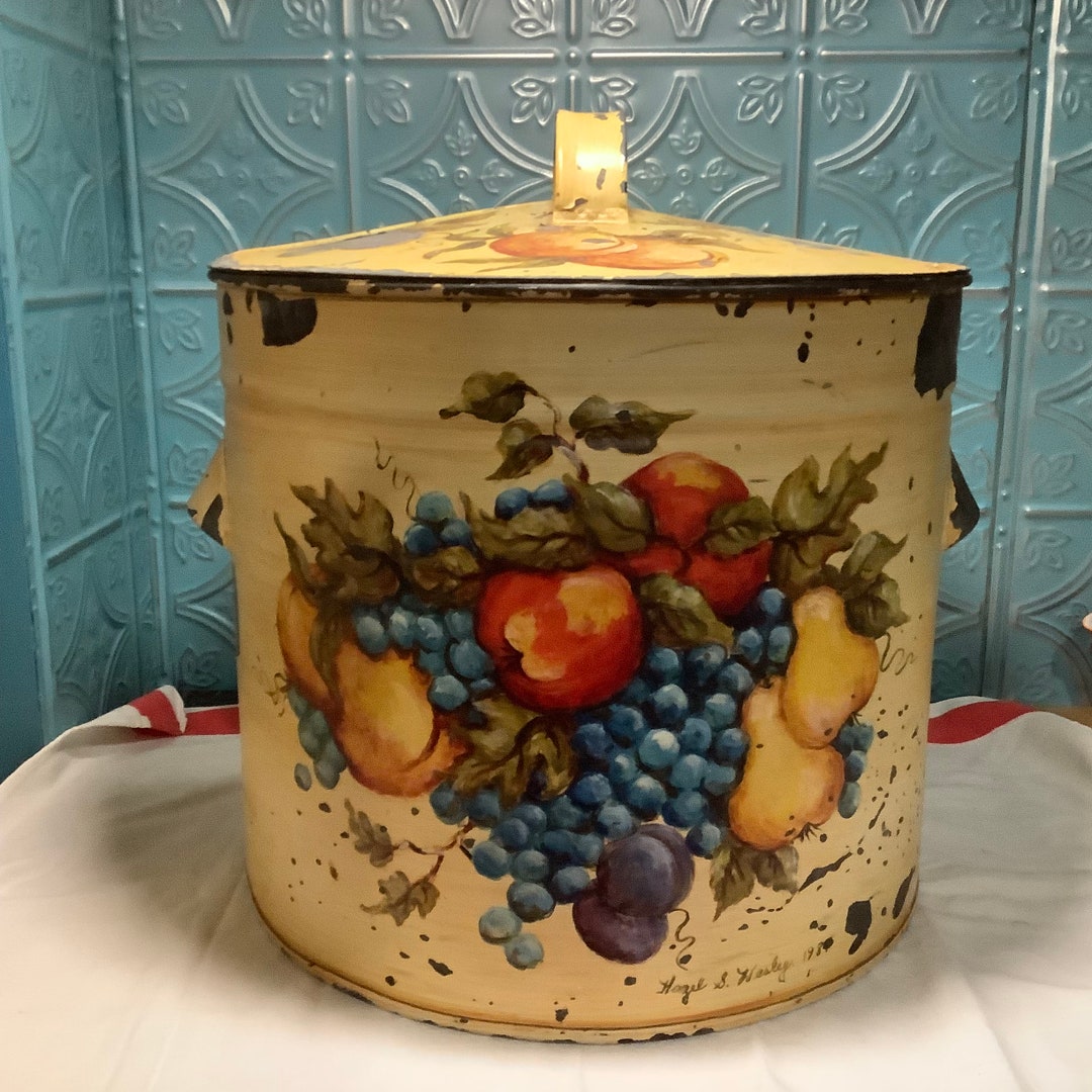 Large Galvanized Container Artist Painted - Etsy