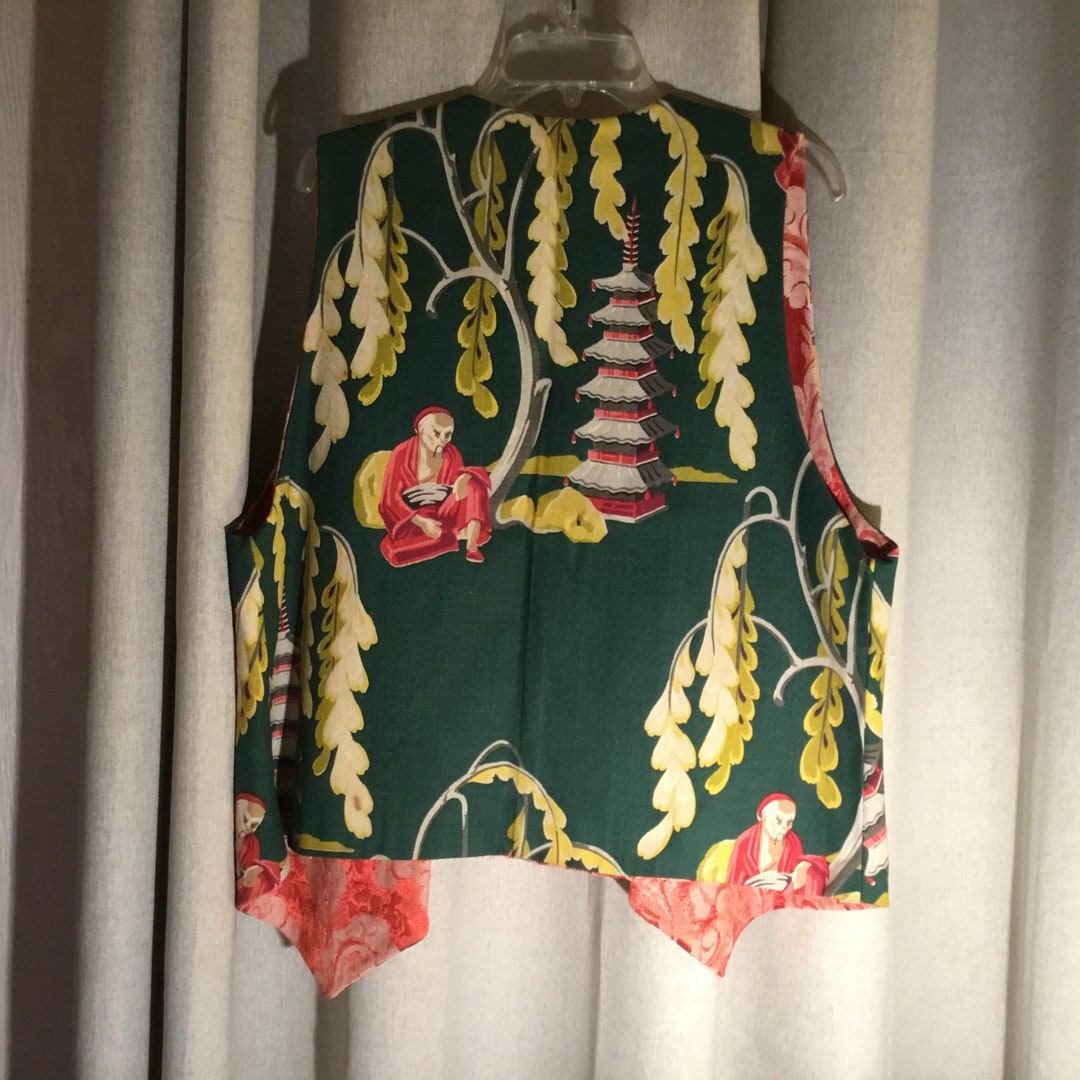 Reversible Pagoda Bark Cloth Vest - Etsy
