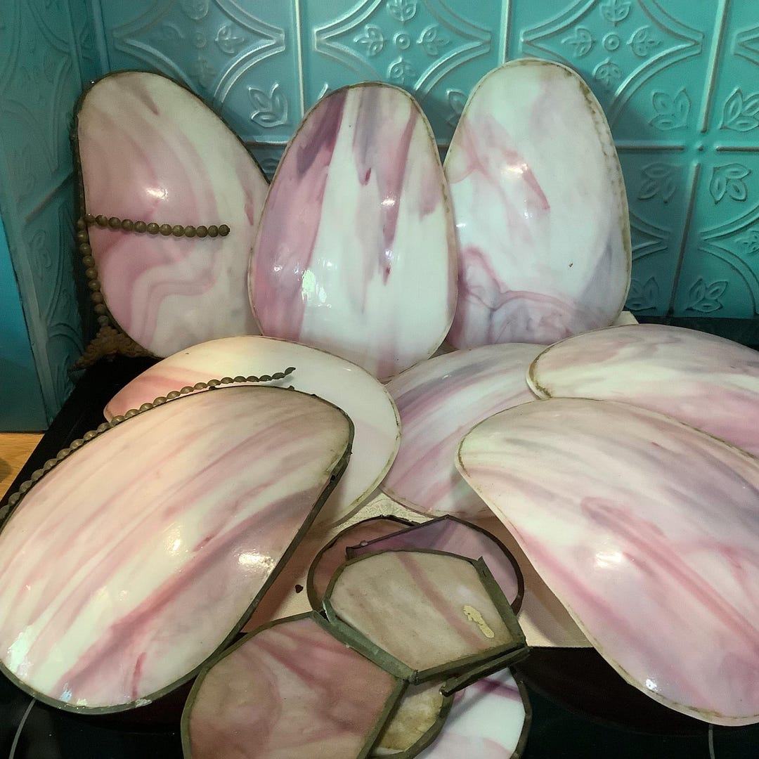 Pink Slag Glass Lamp Pieces - Etsy