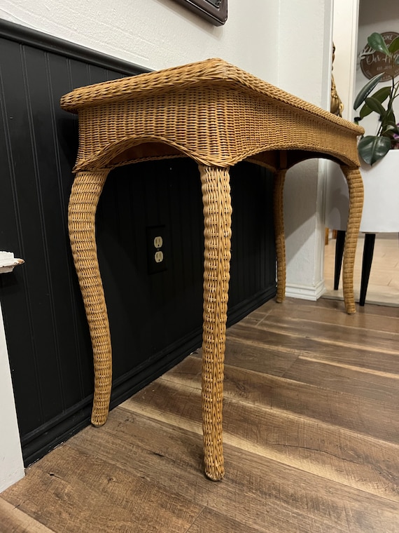 Vintage Wicker Console Table FREE US SHIPPING Etsy