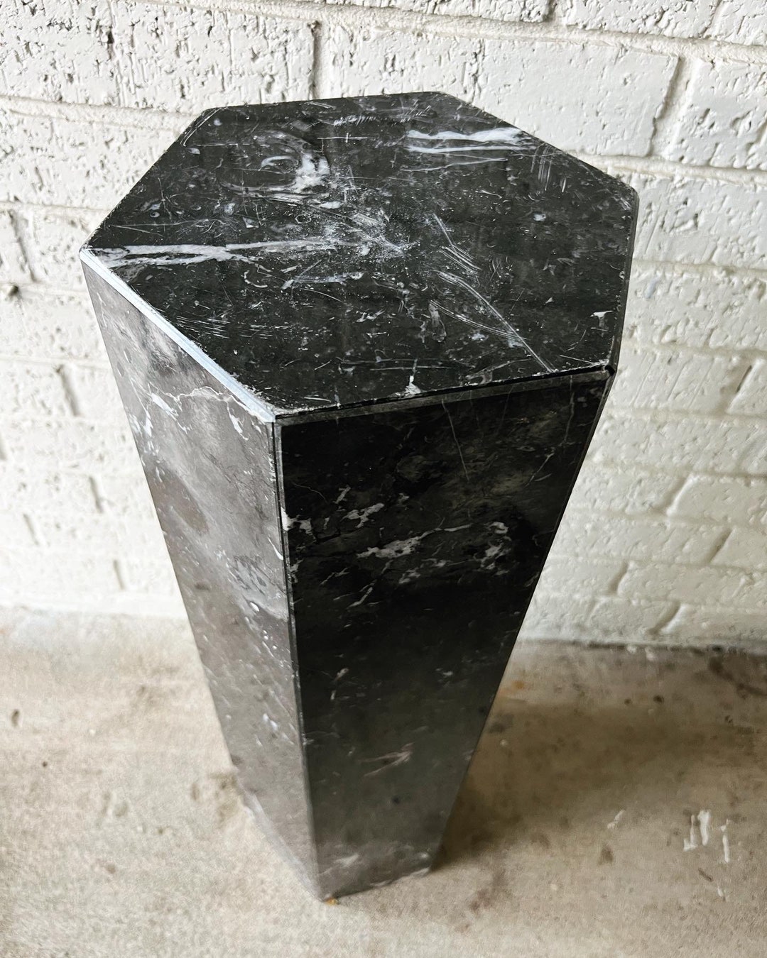 Vintage Black and White Marble Pedestal Nero Pedestal Marble - Etsy