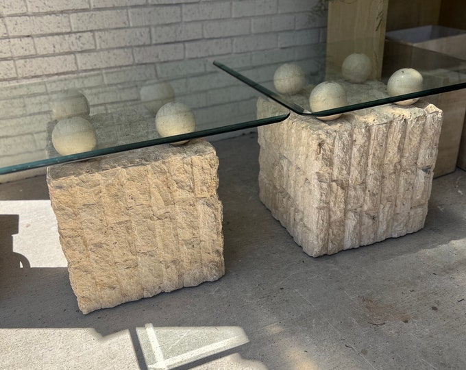 2 Tessellated Stone Postmodern Tables FREE US SHIPPING - Etsy