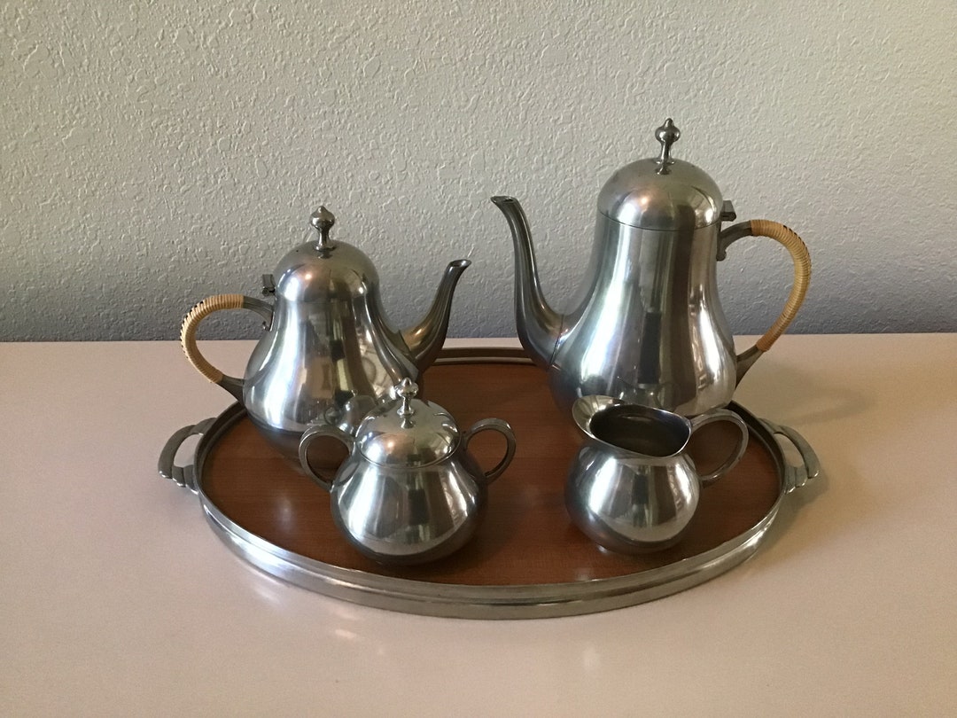 Vintage Pewter Tea Set With Tray, Royal Holland 6 Piece Set - Etsy