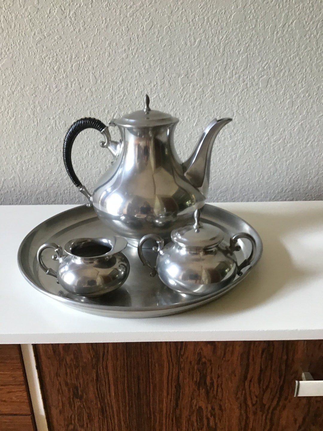 Vintage Danish Modern Coffee or Tea Set, Pewter Tea Set Service, C. K ...
