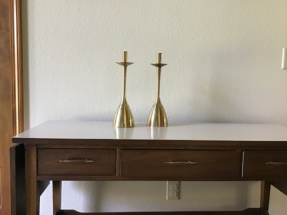 Vintage Mid Century Modern Brass Candle Holders Set of Two - Etsy