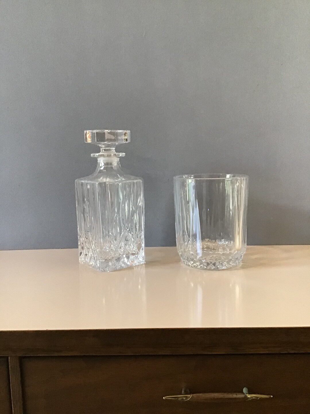 Vintage Crystal Glass Liquor Decanter, Liquor Decanter Set - Etsy