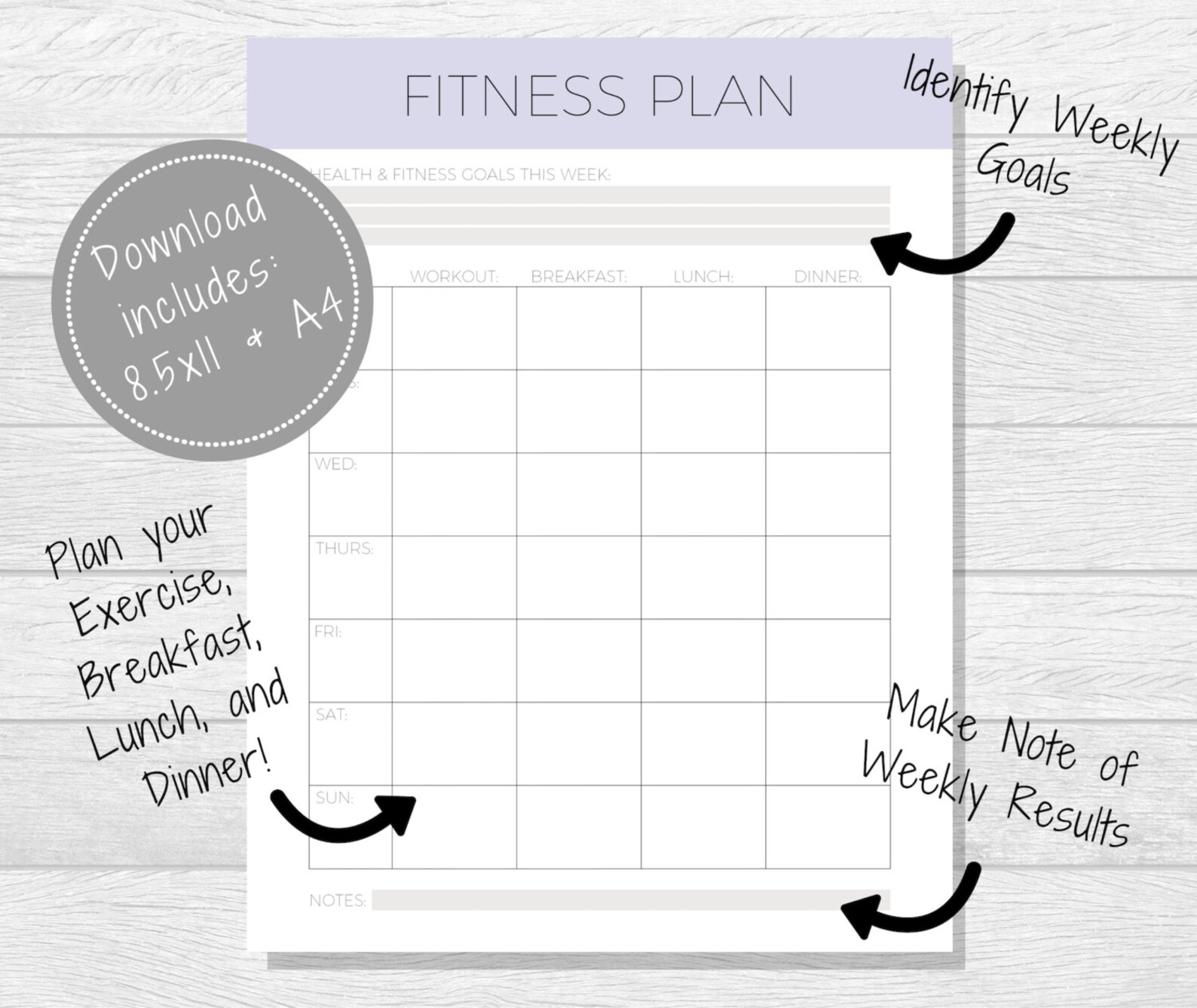 Weekly Fitness Planner Printable Fitness Tracker Health - Etsy