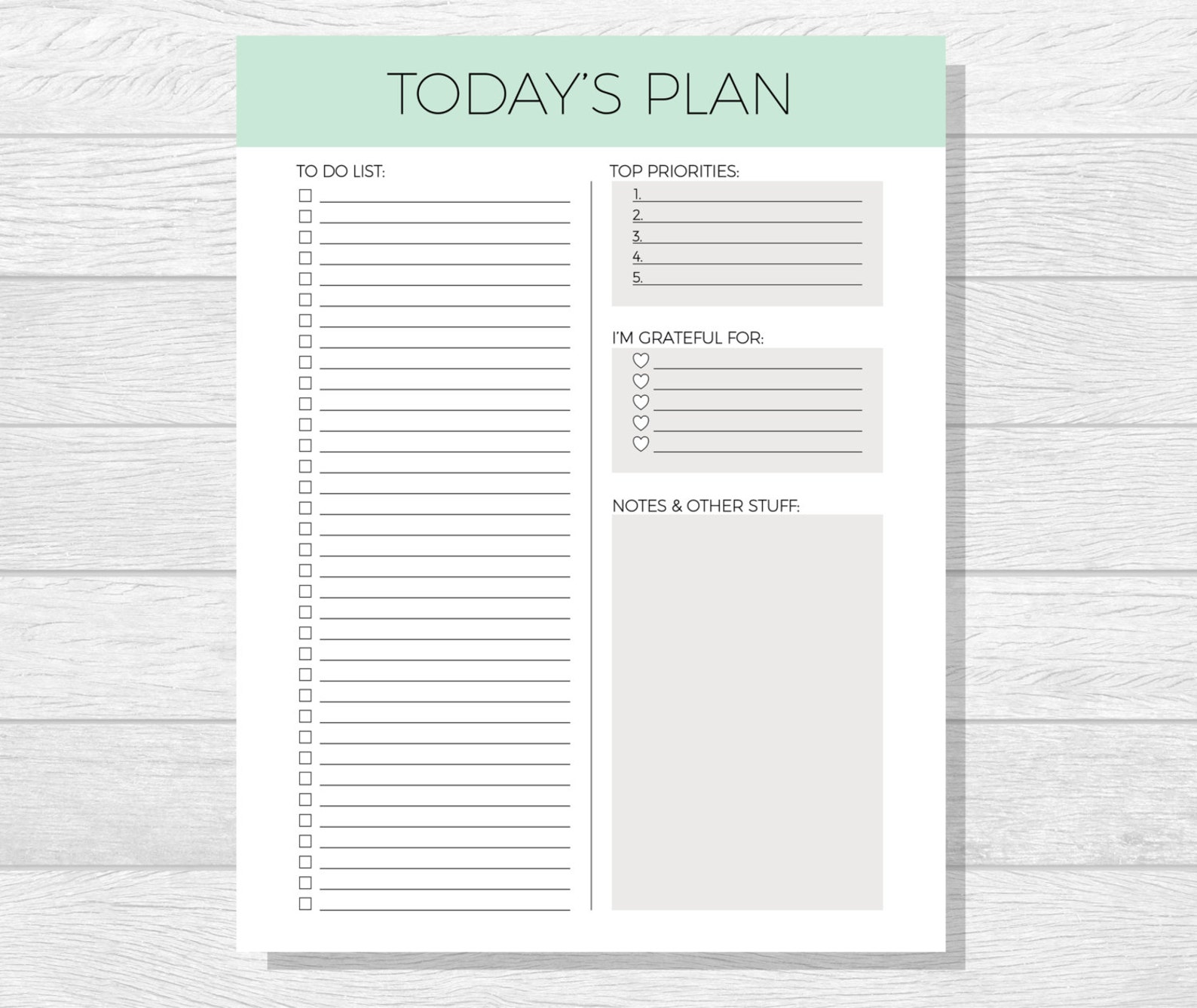 Daily Planner Printable - Today's Plan - Daily Schedule - Daily to Do ...