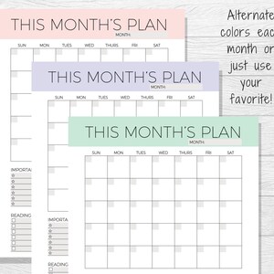 Undated Monthly Planner Printable Monthly Calendar - Etsy
