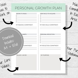 Personal Growth Plan Printable - Personal Development - Goal Worksheet ...