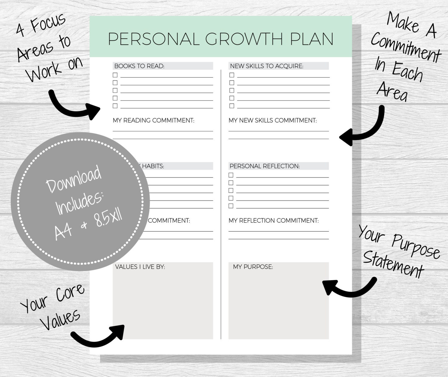 Personal Growth Plan Printable Personal Development Goal | Etsy Australia