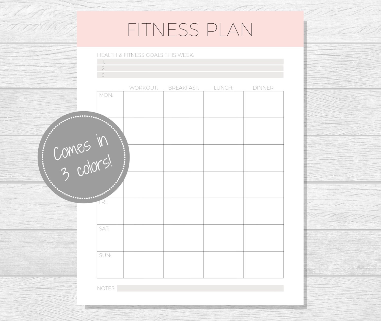 Weekly Fitness Planner Printable - Fitness Tracker - Health Planner ...