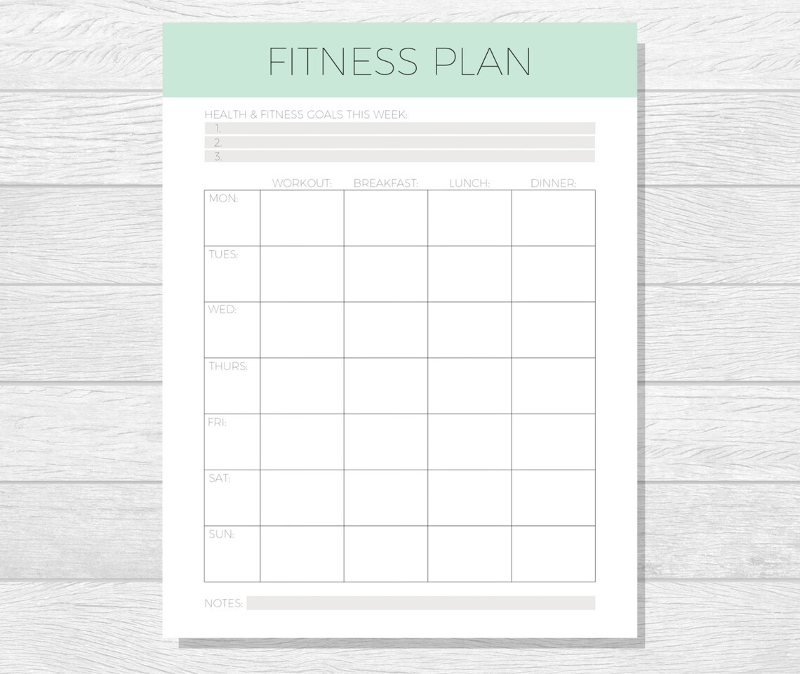 Weekly Fitness Planner Printable Fitness Tracker Health - Etsy