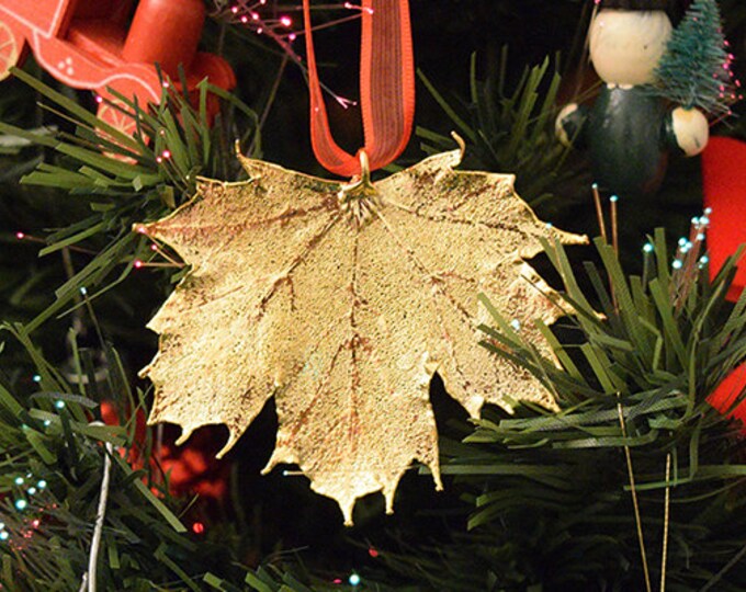 Real Leaf Ornaments, 24k Gold Plated Real Sugar Maple Leaf, Christmas ...