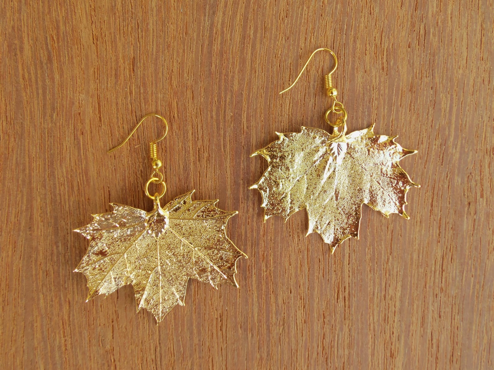 Small Sugar Maple Earrings Real Leaf Gold Dipped Earrings | Etsy
