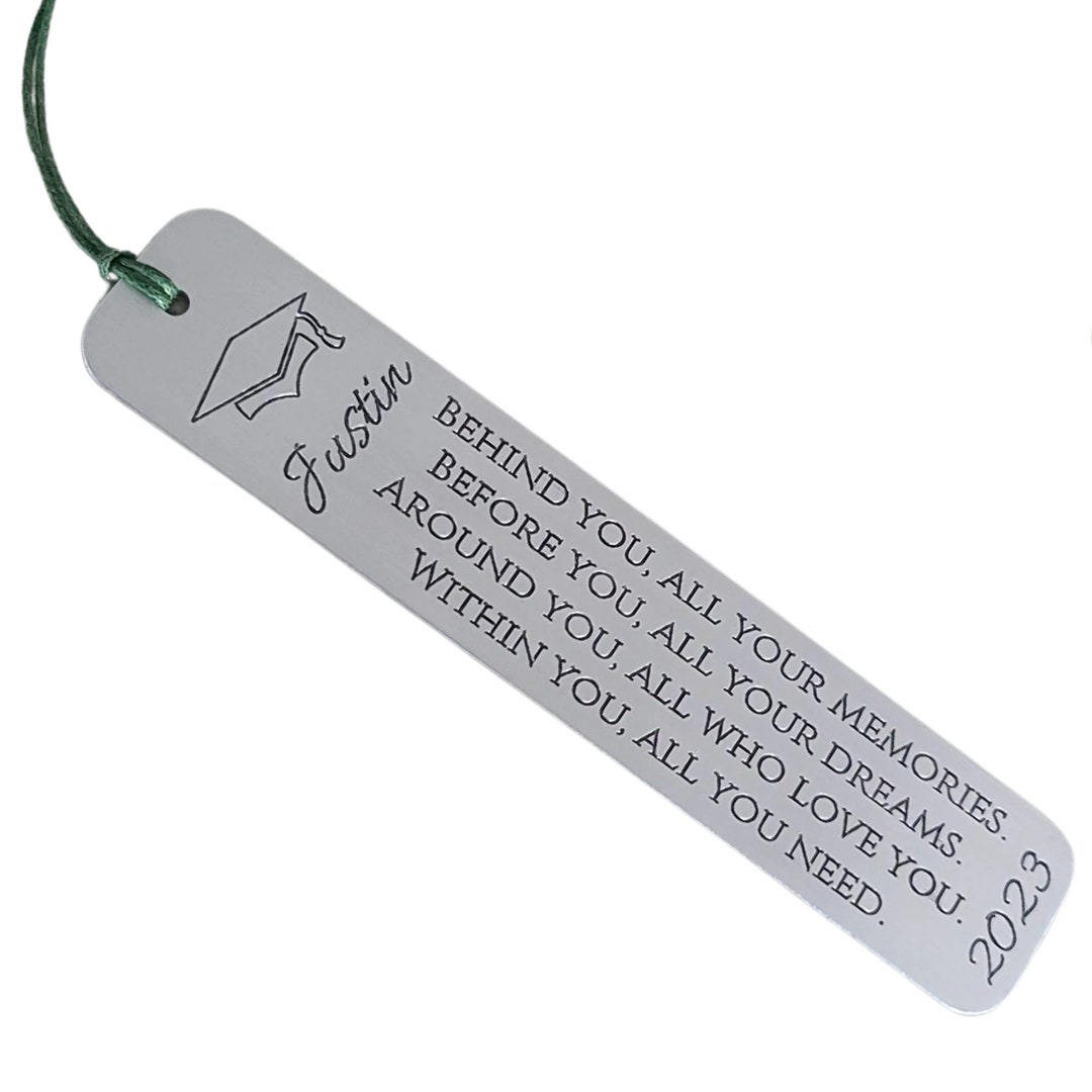 Graduation Bookmark, Engraved Aluminum Bookmark, Inspirational Quote ...